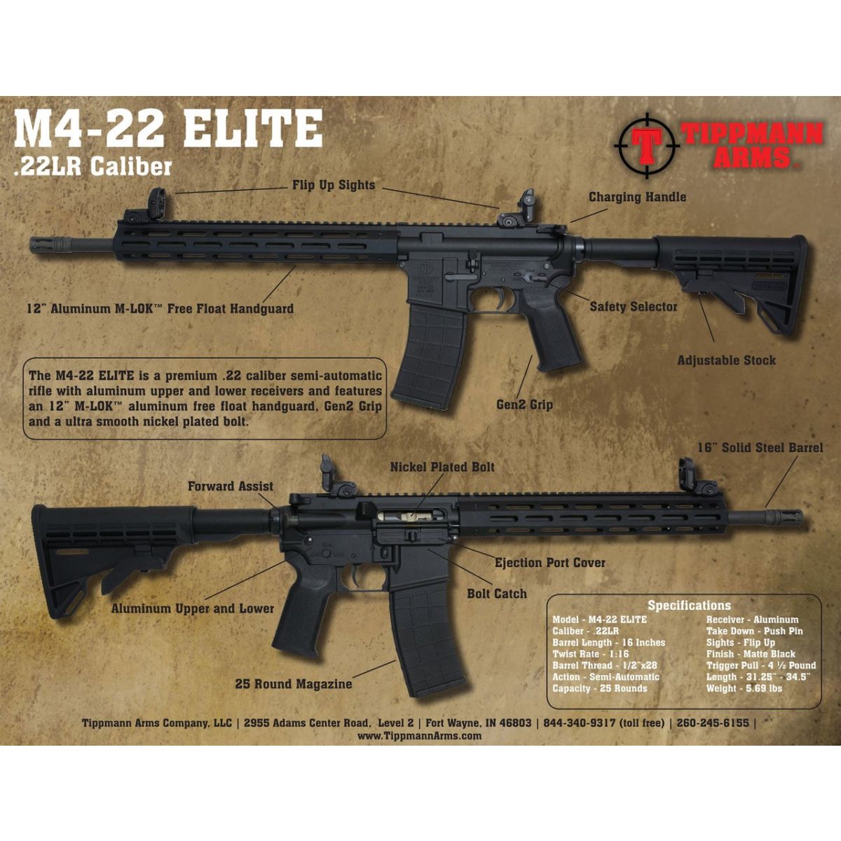 Tippmann Arms 22LR Elite-L Semi Auto .22lr Rifle | Land Warrior